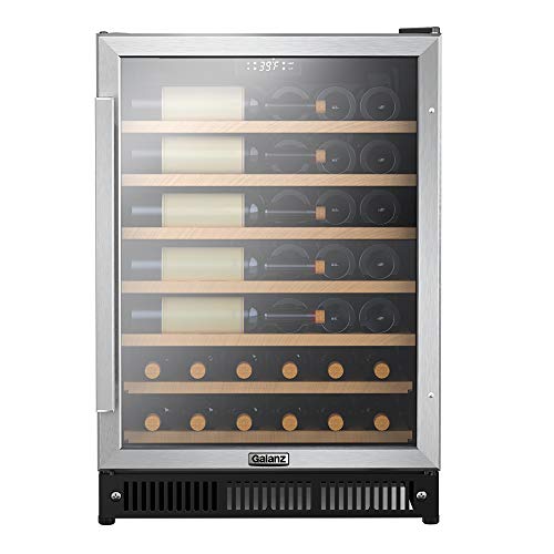 Galanz GLW57MS2B16 47 Bottle Built in Wine Refrigerator, Digital Temperature Control, White LED Interior Lighting, 5.7 Cu. Ft., Stainless Steel