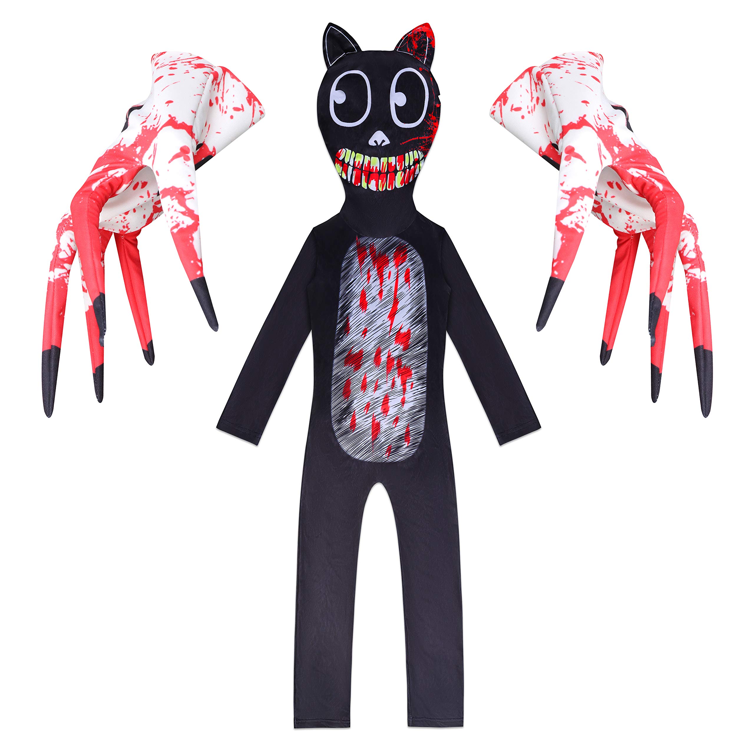 Aepotumn Boys Cartoon Scary Cat Costume Child Horror Monster Character Costumes Scary Halloween Cosplay Jumpsuit