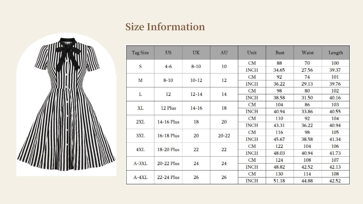 Wellwits Women's Tie Neck Halloween Gothic Black and Green Stripe Vintage Dress M