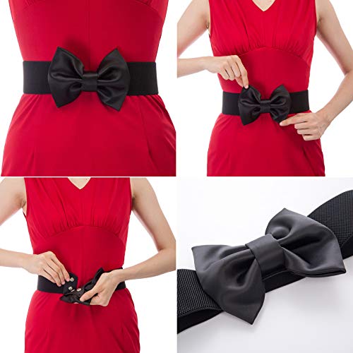 GRACE KARIN 2 Pieces Stretch Retro Waistband for Women Girl Costume Accessory(XL, Black + White)