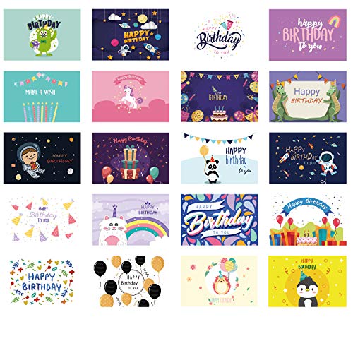 Hotcinfin Happy Birthday Cards Assortment Boxed Set, Bulk Assorted 60 Design Greeting Gift Cards With Envelopes,Stickers-Funny Blank Note for Friend, Kids,Men, Women,4X6