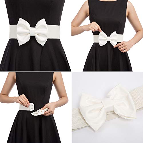 GRACE KARIN 2 Pieces Stretch Retro Waistband for Women Girl Costume Accessory(XL, Black + White)
