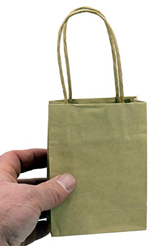 Creative Hobbies Small Kraft Paper Gift Handle Bags - Weddings, Favors, Goody Bags - Wholesale Pack of 25 Bags