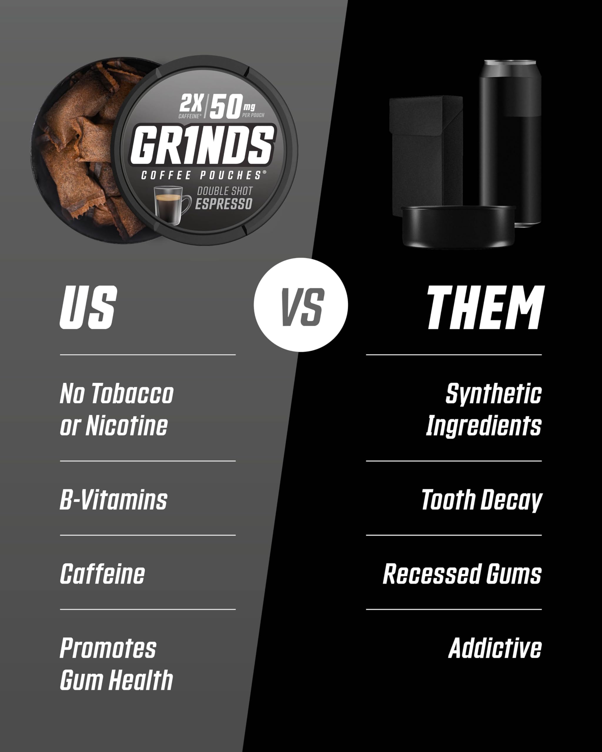 Grinds Coffee Pouches | Try Em All 10 Can Variety Pack | Tobacco & Nicotine Free | Chewing Alternative | 18 Pouches Per Can | 1 Pouch eq. 1/4 Cup of Coffee (Try Em All 10 Can Variety Pack)