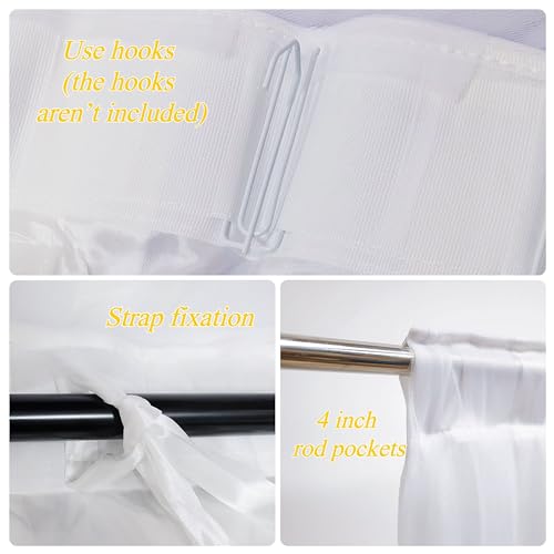 Chiffon Double White Background Curtain Background Tulle Curtain Baby Shower, Wedding, Engagement Party Birthday Photography Home Decor