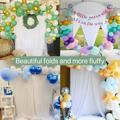 Chiffon Double White Background Curtain Background Tulle Curtain Baby Shower, Wedding, Engagement Party Birthday Photography Home Decor