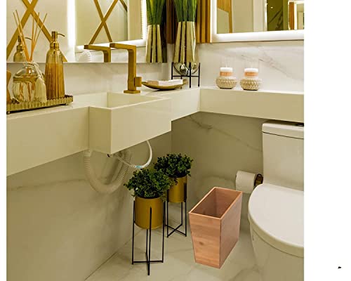 Bamboo Bathroom Accessories Set with Bamboo Trash Can 5 Piece Complete Wood Boho Bathroom Accessory Set Toiletry Box Toothbrush Holder Liquid Bamboo Soap Dispenser Wood Towel Tray Bamboo Decor