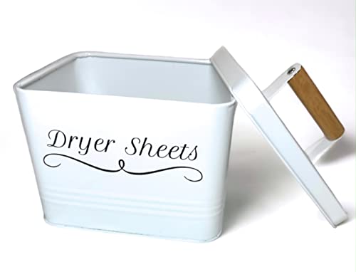 Dryer sheet holder Dispenser Box Container | Modern farmhouse dryer sheet container for laundy room accesories and decor with lid| White