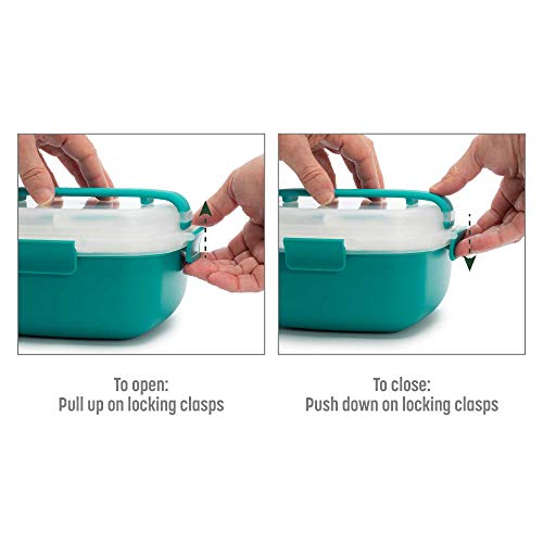 Goodful Stackable Lunch Box Container, Bento Style Food Storage with Removeable Compartments for Sandwich, Snacks, Toppings & Dressing, Leak-Proof and Made without BPA, 56-Ounce, Teal