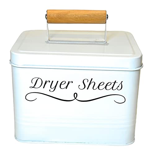 Dryer sheet holder Dispenser Box Container | Modern farmhouse dryer sheet container for laundy room accesories and decor with lid| White