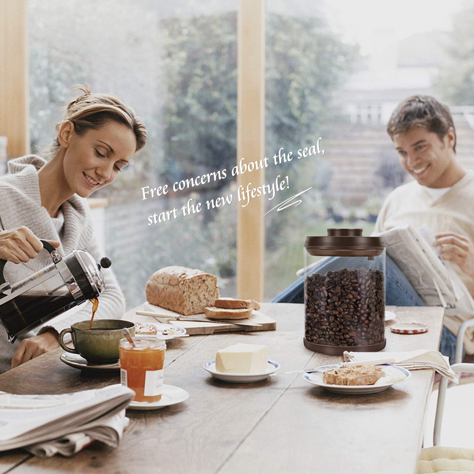 Coffee canister,Airtight Storage Coffee Beans Container,Large Glass Jar with One Way Co2-Release Valve,Fresh food container for Beans,Ground coffee,Sugar,Flour,Cookie,Nuts