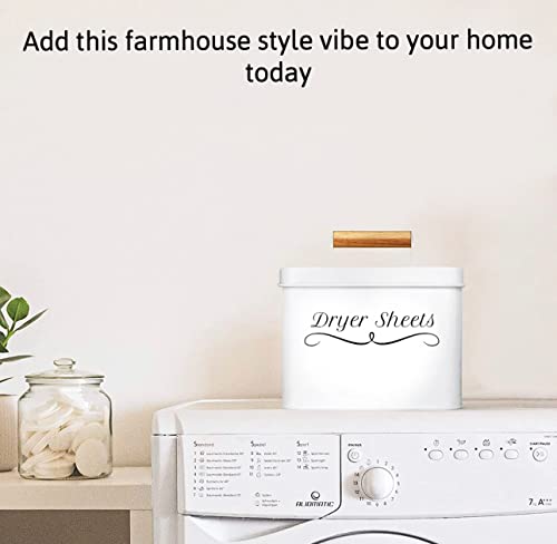 Dryer sheet holder Dispenser Box Container | Modern farmhouse dryer sheet container for laundy room accesories and decor with lid| White