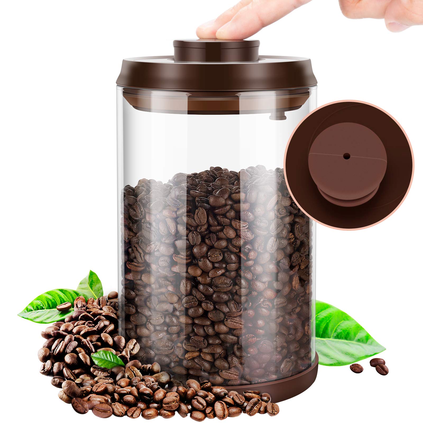 Coffee canister,Airtight Storage Coffee Beans Container,Large Glass Jar with One Way Co2-Release Valve,Fresh food container for Beans,Ground coffee,Sugar,Flour,Cookie,Nuts