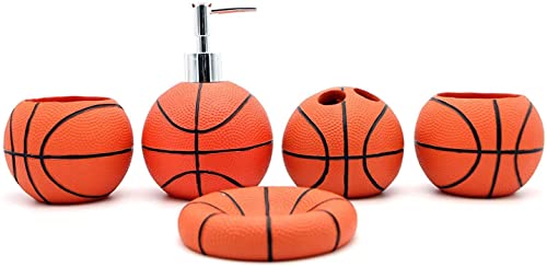 Resin 5 Pieces Bathroom Accessory Collection Set with Soccer Fans Gift Design for Home