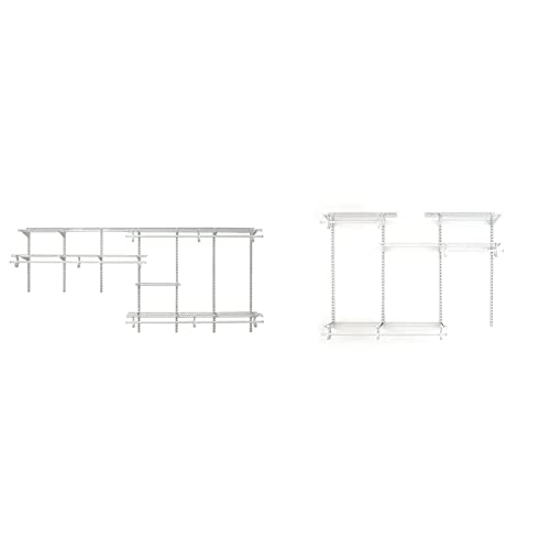 ClosetMaid 2091 ShelfTrack 7Ft. To 10Ft. Adjustable Closet Organizer Kit, White & 8808 Adjustable Closet Organizer, 4 ft to 6 ft, White