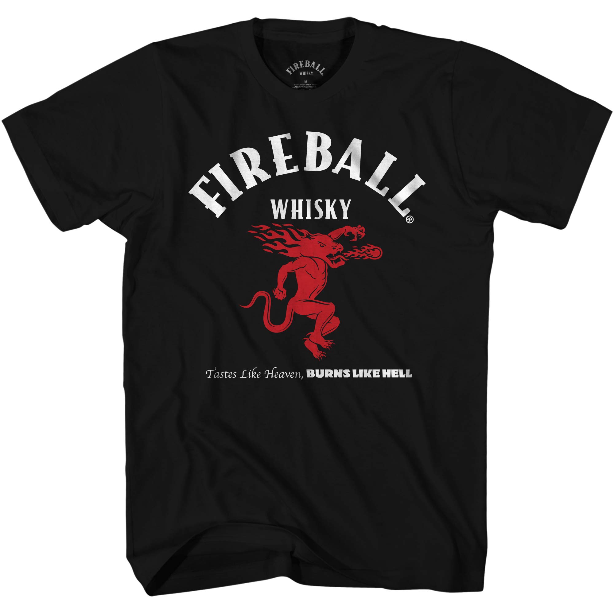 Fireball Mens Cinnamon Whisky Shirt Cinnamon Whisky Logo Shirt Graphic Shirt (Black, Medium)