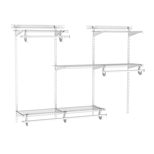 ClosetMaid 2091 ShelfTrack 7Ft. To 10Ft. Adjustable Closet Organizer Kit, White & 8808 Adjustable Closet Organizer, 4 ft to 6 ft, White