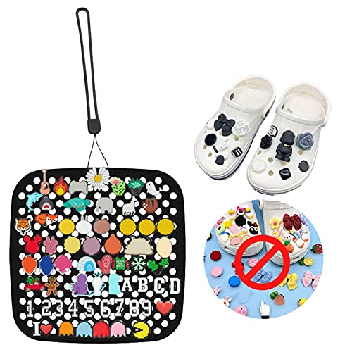 Littryee Shoe Charms Portable Roll Bag, Shoe Charms Organizer, Portable Wall Mounted Hanging Silicone Roll Storage Bag Display Stand for Shoe Charms