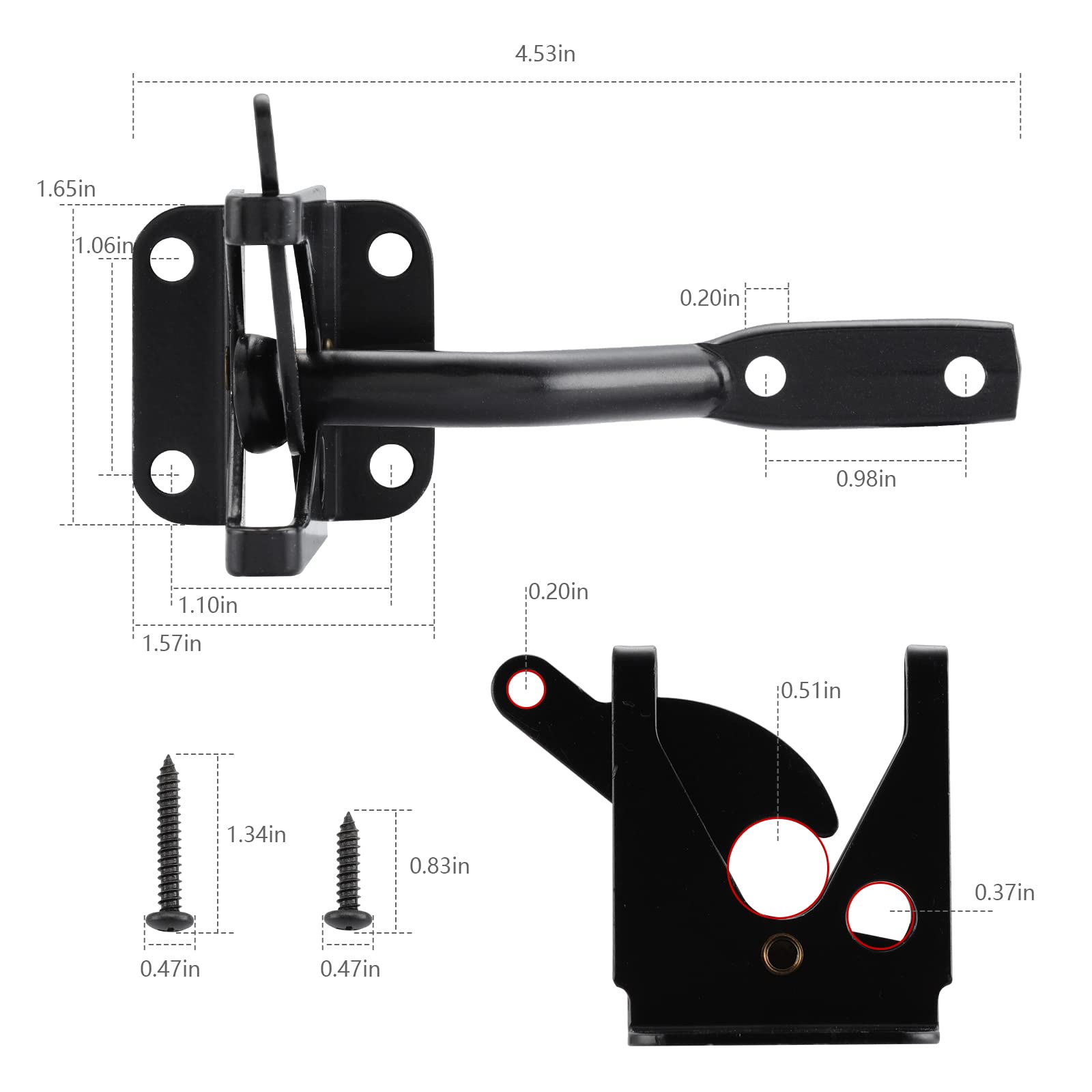 HOME MASTER HARDWARE Wood Gate Hardware Set- Heavy Duty 6" Gate Tee Hinge,Pull Set Gate Hardware Kit with Screws for Outdoor Fence Swing Gate Black Finish