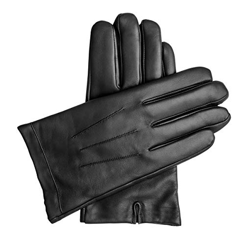 Downholme Vegan Leather Gloves for Men (Black, L)