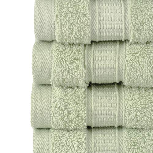 AZTEC NATURALS Monogrammed Towels, Personalized Gift, Luxury Turkish Genuine Cotton Washcloth, 2 Pack Washcloth Set, Green