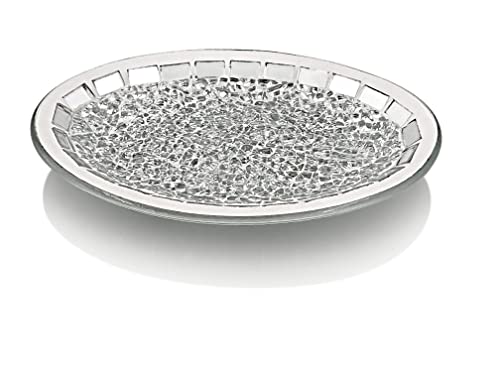 LushAccents Bathroom Accessories Set, 4-Piece Decorative Glass Bathroom Accessories Set, Soap Dispenser, Soap Tray, Jar, Toothbrush Holder, Elegant Silver Mosaic Glass