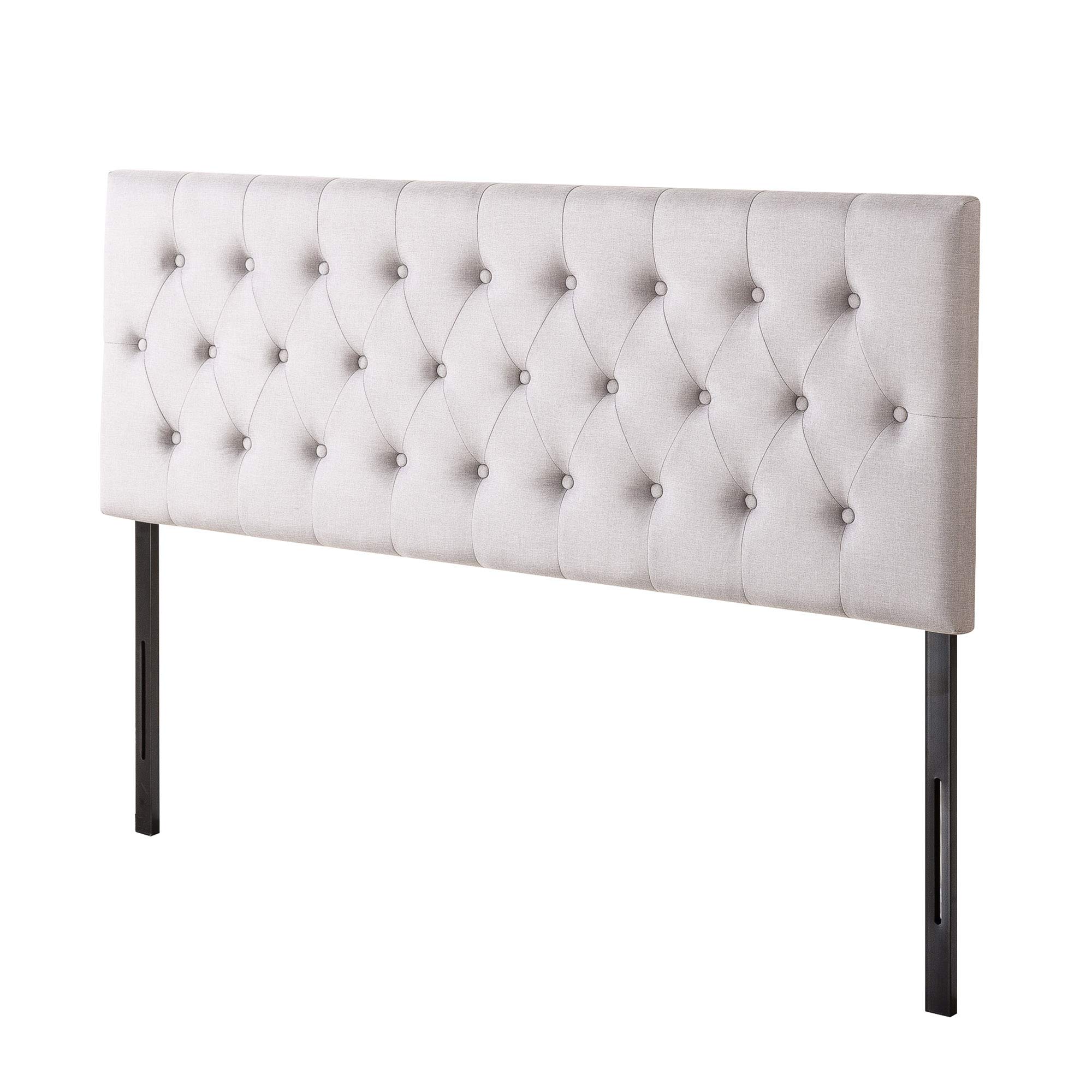 ZINUS Trina Upholstered Headboard, Button Tufted Upholstery, Adjustable Height, Easy Assembly, Light Grey, Full