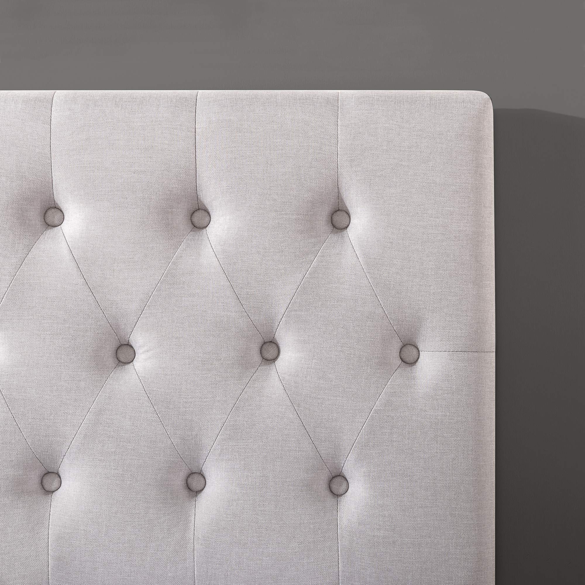ZINUS Trina Upholstered Headboard, Button Tufted Upholstery, Adjustable Height, Easy Assembly, Light Grey, Full