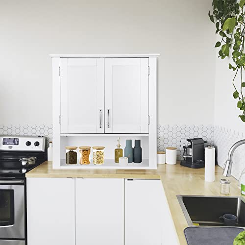 ZenStyle Bathroom Wall Cabinet Over The Toilet, White Medicine Cabinet with 2 Doors and Adjustable Inner Shelves, for Bathroom, Living Room