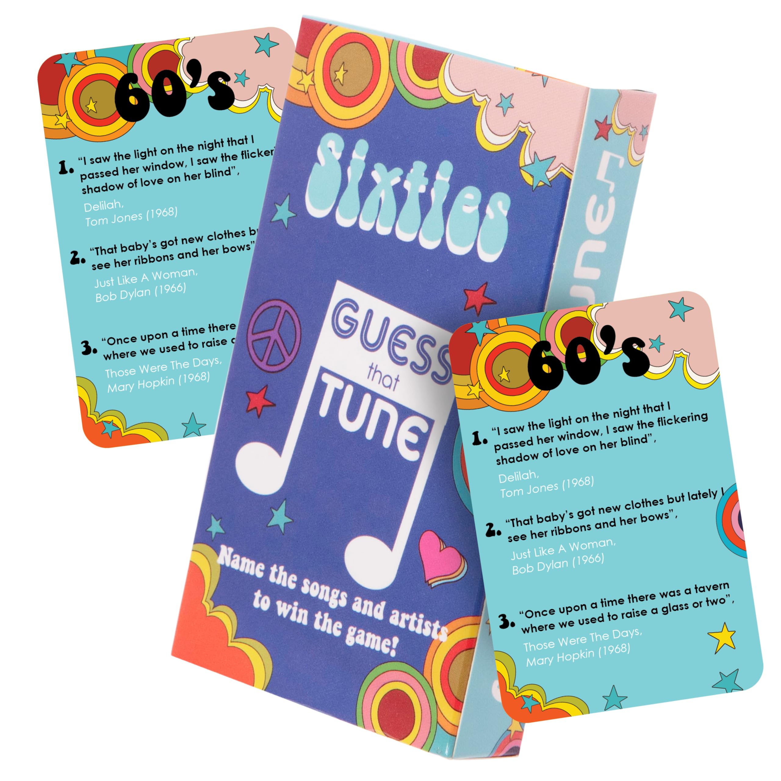 Boxer Gifts Sixties Guess That Tune Music Card Games for Adults and Families | Song Lyrics Game Night - Name The 60’s Song for Music Lovers & Sixties Trivia Themed Nostalgia Gift
