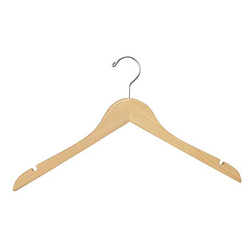 Wood Hangers (Pack of 100) â Wishbone Wooden Retail Hanger with Chrome Hook, No Bar, 17", Natural Wood