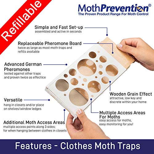 MothPrevention Clothes Moth Killer KIT - Extreme Power! with Clothes Moth Traps 6 Months Protection of Closet Clothing! - Incl. Powerful Clothes Moth Trap - Moth Pheromone Traps x6, Foggers & Sprays