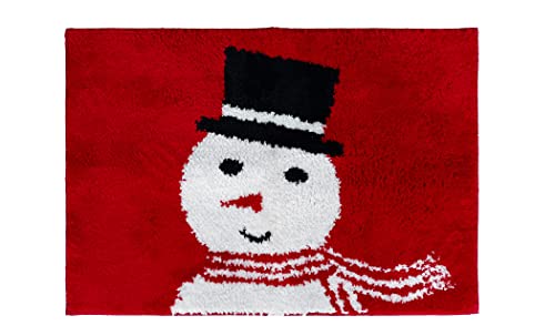 Indecor Home 17-Piece Snowman Christmas Holiday Bathroom Decoration Accessory Set | Bath Rug/Mat | Resin Soap/Lotion Pump Dispenser | Shower Curtain | 12 Resin Hooks | 2 Hand Towels | Gift Box Set