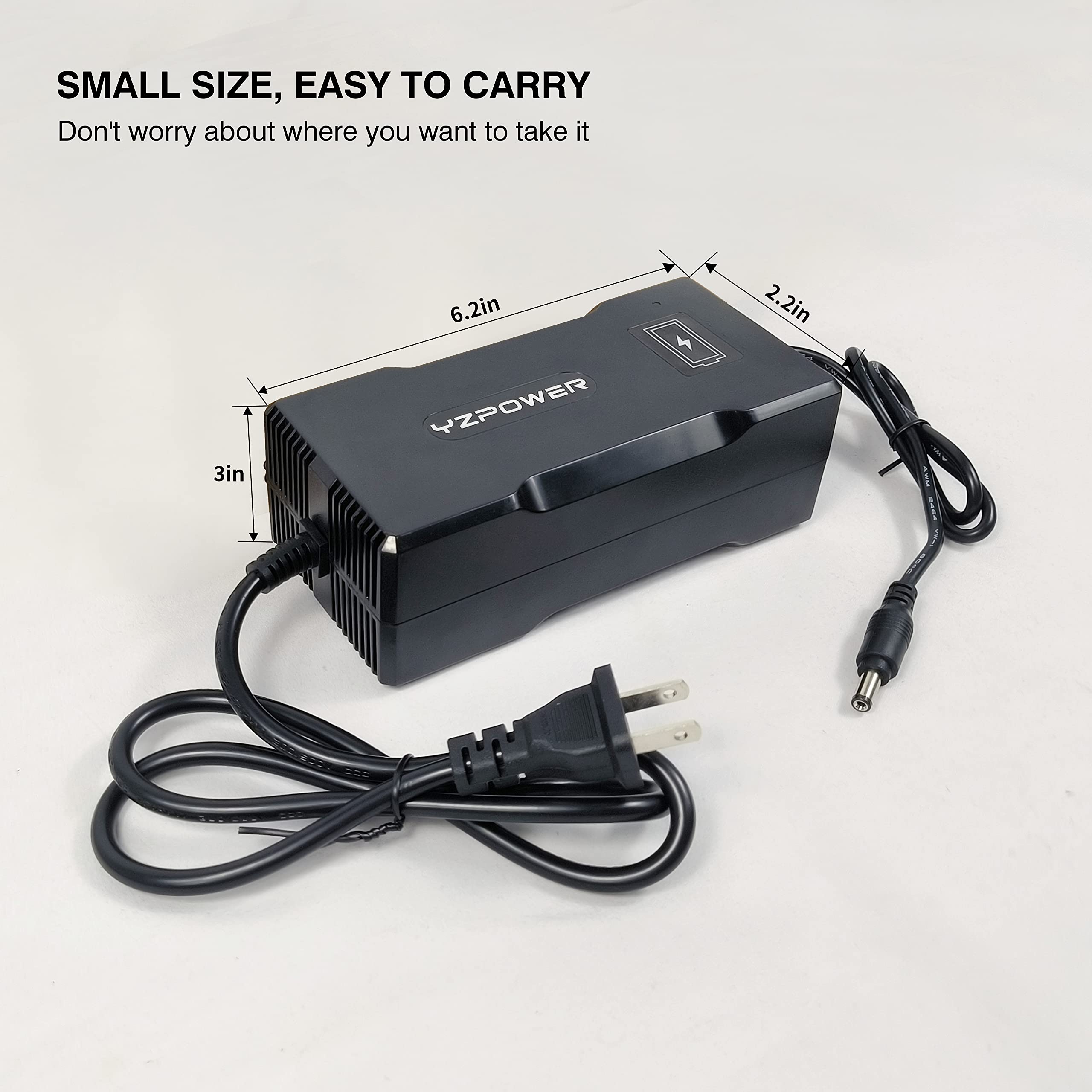 YZPOWER 42V 5A Battery Charger for Electric Bike Electric Scooter 36V Lithium Battery Pack 5.5mm 2.1mm Connector