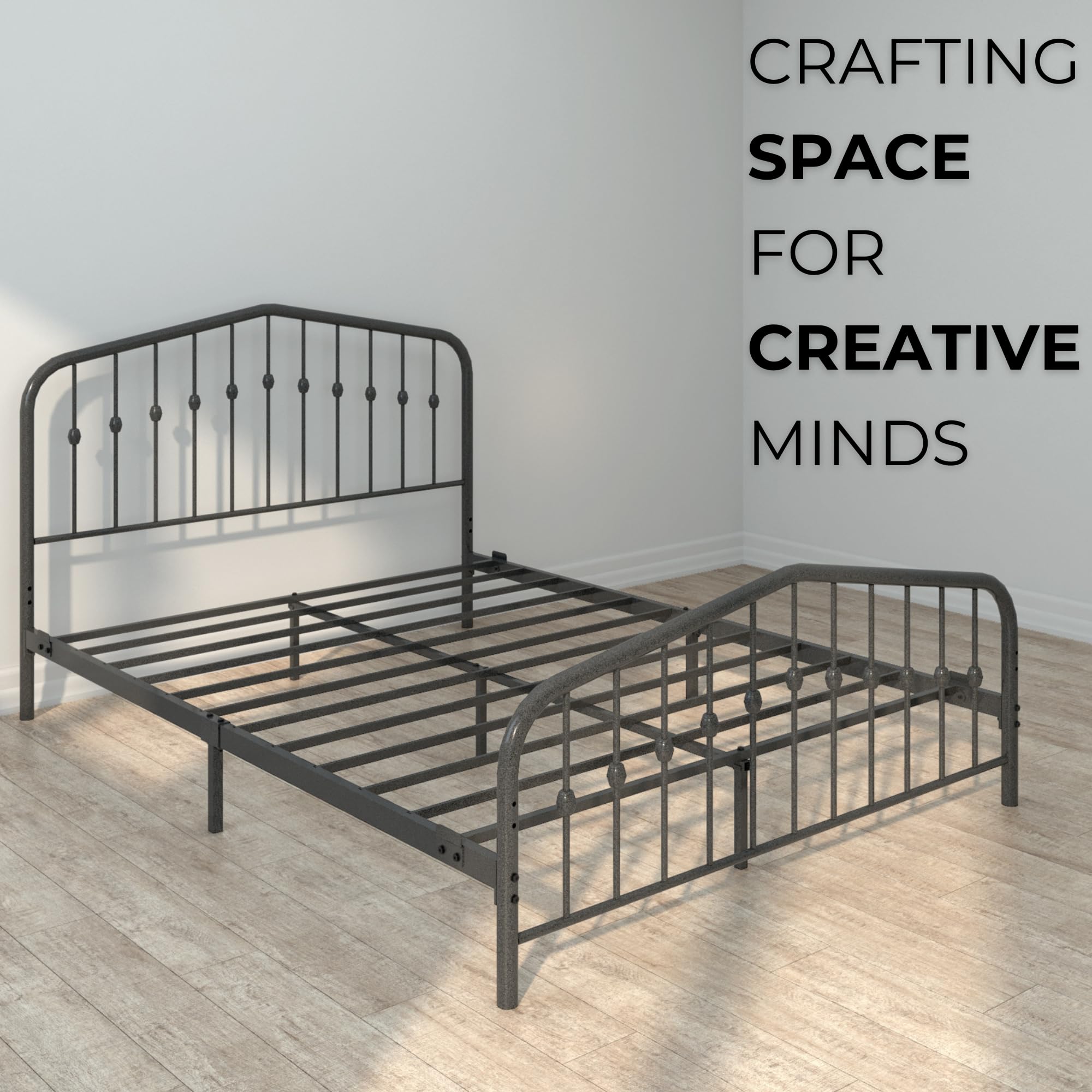 AMBEE21 Golden Gate Beds Washington Full Size Silver Iron Bed Frame with Headboard Footboard Wrought Iron Heavy Duty Metal Platform Foundation Farmhouse Victorian Style 800 lbs Capacity CastleBeds