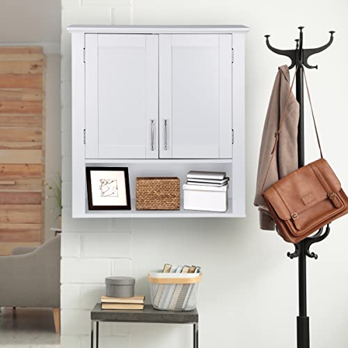 ZenStyle Bathroom Wall Cabinet Over The Toilet, White Medicine Cabinet with 2 Doors and Adjustable Inner Shelves, for Bathroom, Living Room