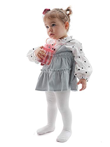 EPEIUS 3 Pairs Pack Newborn Girls Tights Baby Girls Boys Seamless Cable Knit Leggings Solid Cotton Tights Footed Pants for 0-3 Months,White