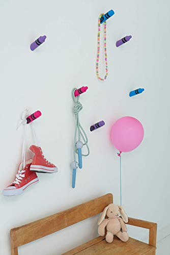 Room Copenhagen, Crayola Wall Hangers Organizational Décor – Set of 4 Crayon Wall Hooks for Storing Jackets, Bags, and More - Bold Blush (2X Razzmatazz, 2X Violet)