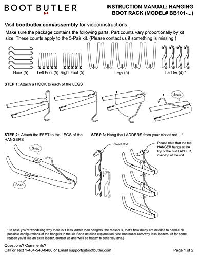 Boot Butler Boot Rack – As Seen On Rachael Ray – Clean Up Your Closet Floor with Hanging Boot Storage – Easy to Assemble & Built to Last – 5-Pair Boot Hanger Boot Organizer & Boot Shaper/Tree