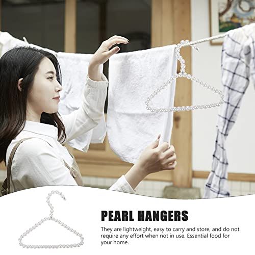 POPETPOP Pearl Cloth Hanger 2pcs Pearl Beads Metal Clothes Hangers Mini Pearl Hangers Baby Clothes Rack for Dogs Cats Kids