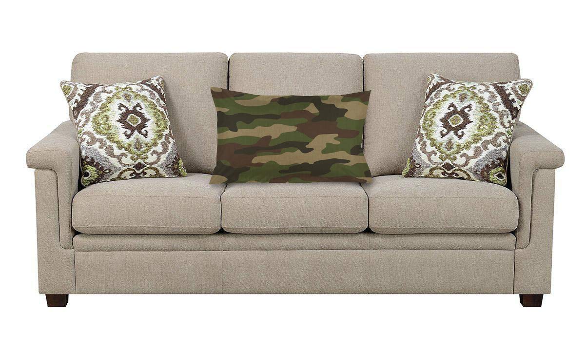 Swono Camouflage Seamless Pattern Throw Pillow Cover Classic Style Masking Camo Repeat Print Cotton Linen Decorative Rectangular Pillowcase for Sofa and Bed Couch 12"X20"