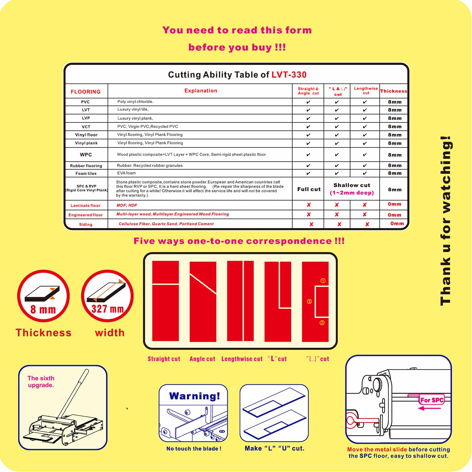 MantisTol 13" Pro SPC, LVP, LVT, WPC, RVP, VCT, PVC and Rigid Core Vinyl Flooring Cutter LVT-330; Cuts up to 5/16" (8mm) thick; Best Buy !