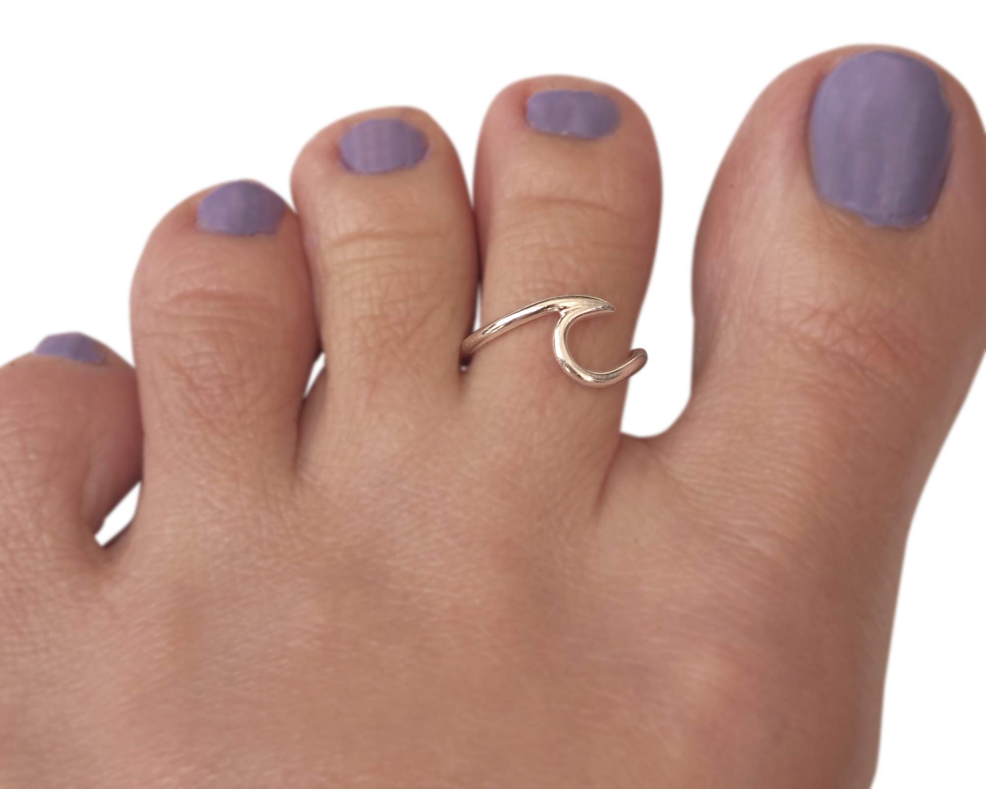 Handmade Wave Band Adjustable Toe Ring, 925 Sterling Silver, Thin Dainty Open Toe, Pinky or Knuckle Rings for Women, By MiYa Jewelry Creations