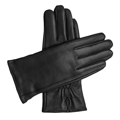 Downholme Vegan Leather Gloves for Women (Black, S)