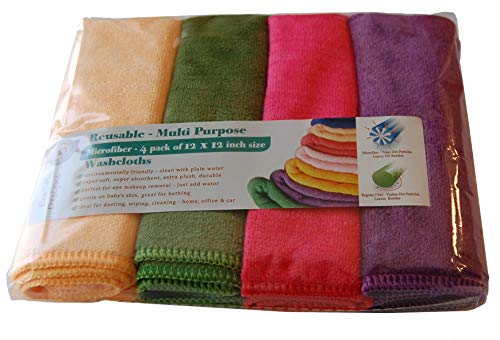 Plush Microfiber Towels/WASHCLOTHS, Ultra Soft Thick (Purple, Pink, Green, Yellow)