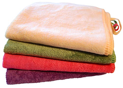 Plush Microfiber Towels/WASHCLOTHS, Ultra Soft Thick (Purple, Pink, Green, Yellow)