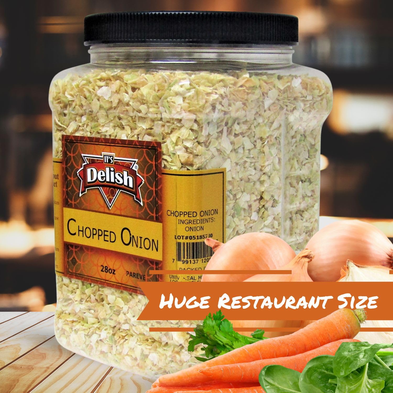Dried Chopped Onion by It’s Delish, 28 Oz Jumbo Reusable Container – All Natural Dehydrated Onion Flakes | Delicious & Fresh Onions Taste – No Preservatives, Certified Kosher