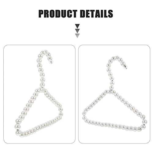 POPETPOP Pearl Cloth Hanger 2pcs Pearl Beads Metal Clothes Hangers Mini Pearl Hangers Baby Clothes Rack for Dogs Cats Kids