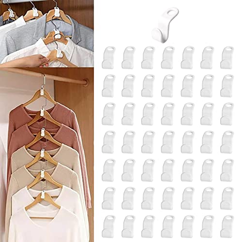 aoozleny 50PCS Clothes Hanger Connector Hooks Cascading Hangers Space Saving Organizer for Heavy Duty Cascading Hanger Extender Hooks White Plastic Hooks Closet Hanger