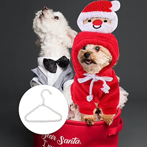 POPETPOP Pearl Cloth Hanger 2pcs Pearl Beads Metal Clothes Hangers Mini Pearl Hangers Baby Clothes Rack for Dogs Cats Kids